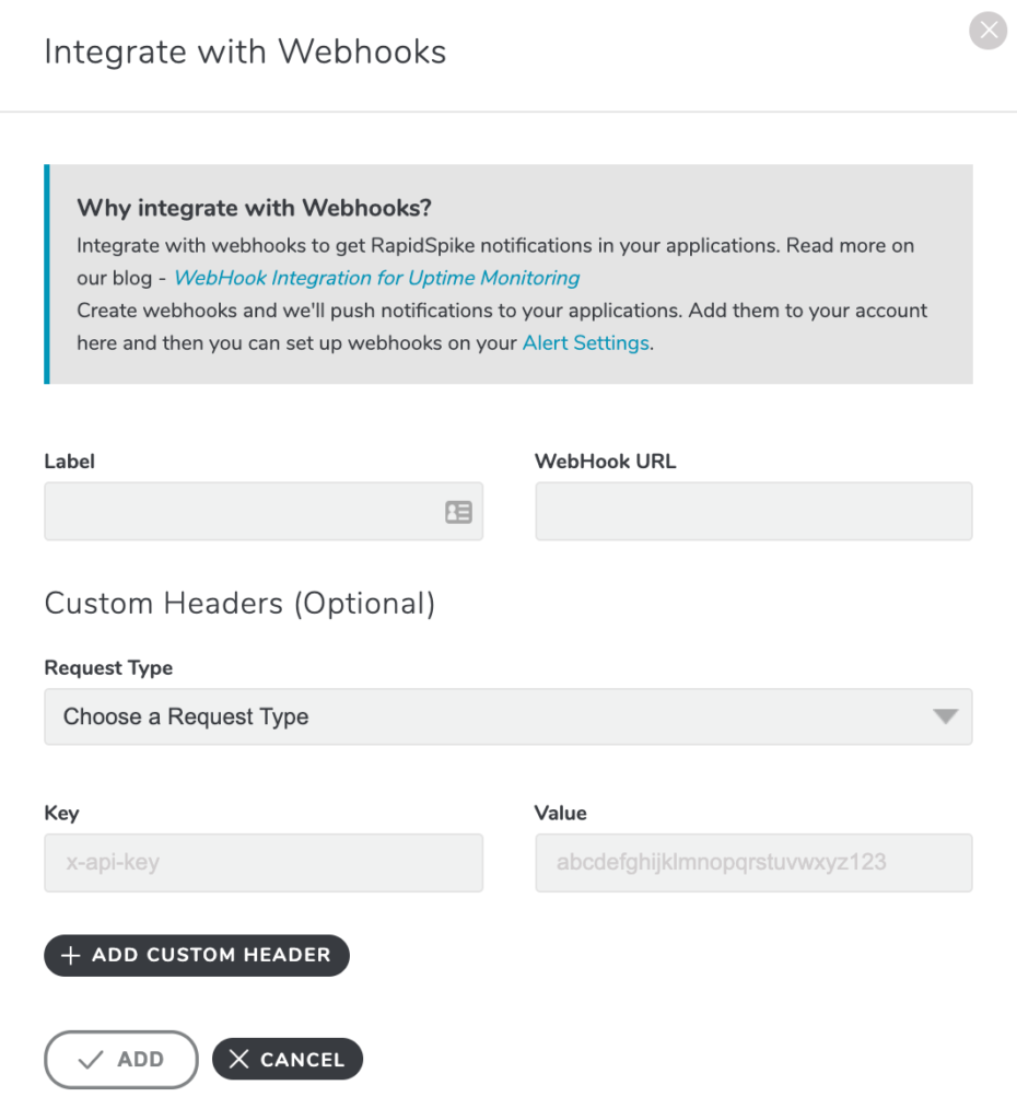 Custom Headers on our WebHooks Integration - RapidSpike